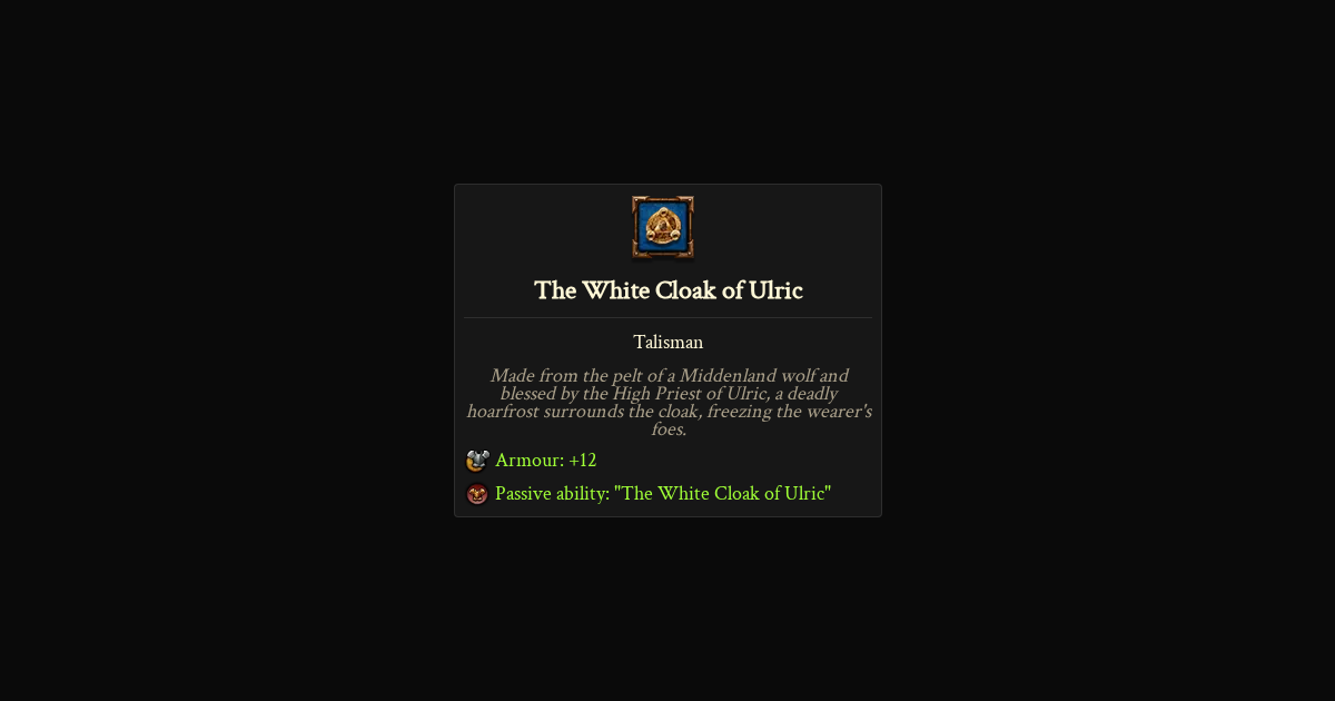 The White Cloak of Ulric | TWDB